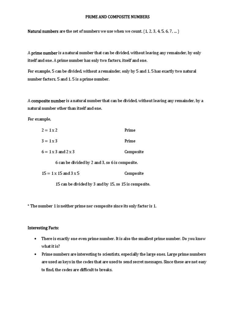 Prime and Composite Numbers & Prime Factorization | Download Free PDF ...