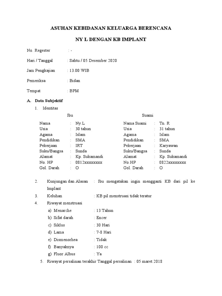 Soap KB Ny L Dengan Implant | PDF