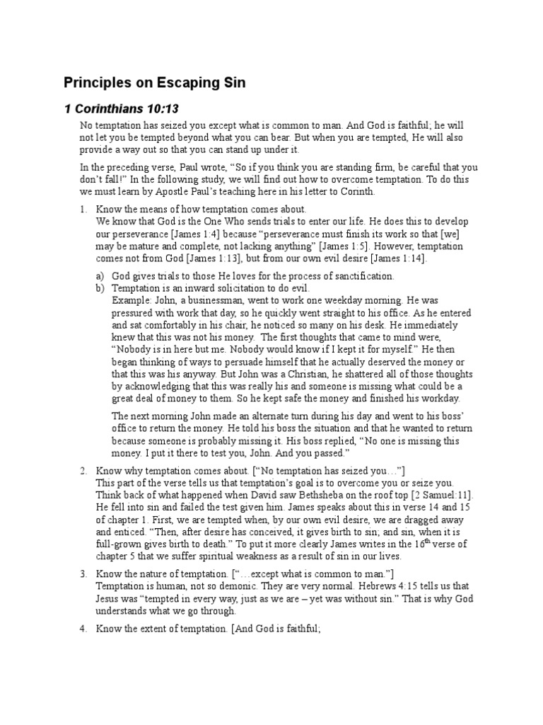 Principles On Escaping Sin | PDF | Temptation | Jesus