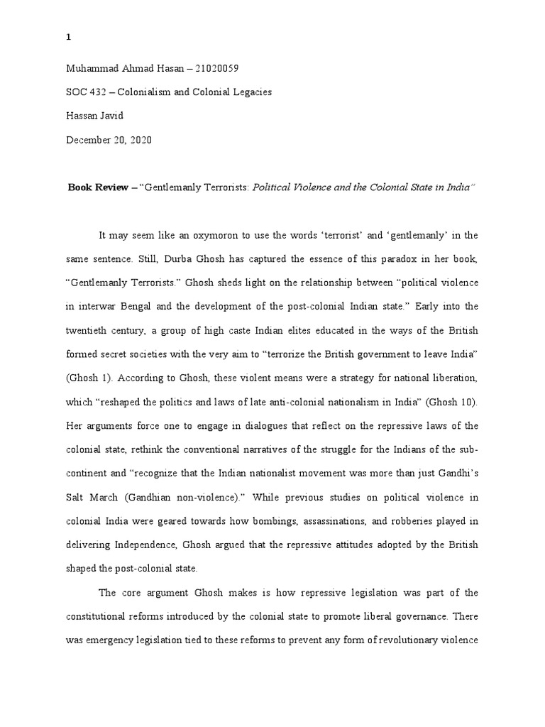 Book Review - Gentlemanly Terrorists by Durba Ghosh | PDF | Indian ...