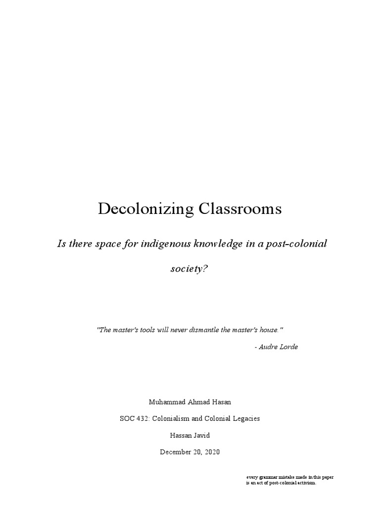 Decolonizing Education: Exploring the Possibility of Incorporating ...