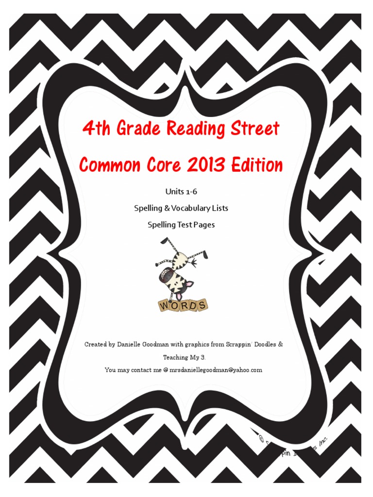 4th Grade Reading Street Common Core 2013 Edition: Units 1-6 Spelling ...