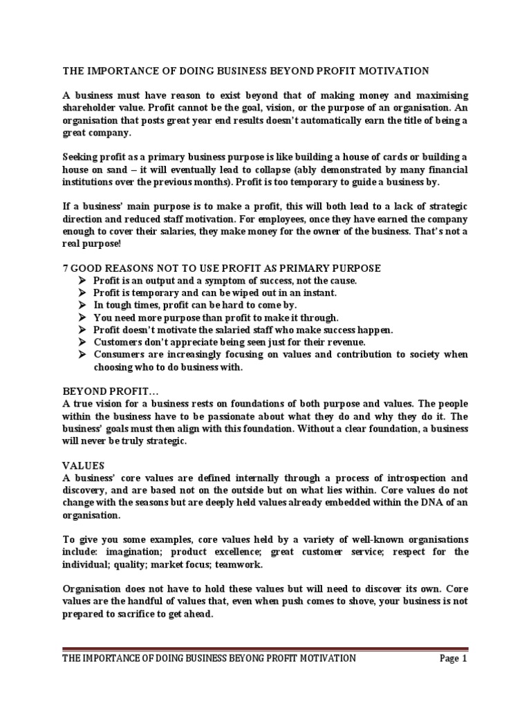 Doing Business Beyond Profit Pdf Profit Economics Value Ethics