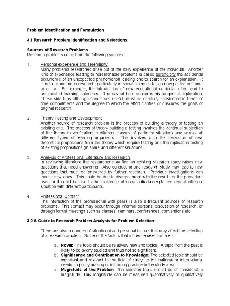 Problem Identification and Formulation 3.1 Research Problem ...