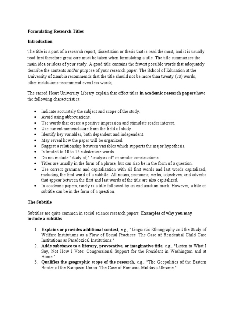 Formulating Research Titles | PDF | Noun | Word