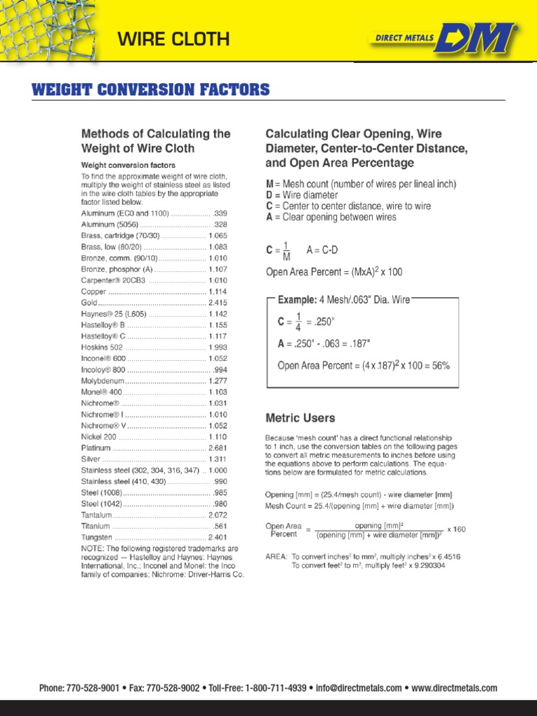 Weight Conversion Factors | PDF