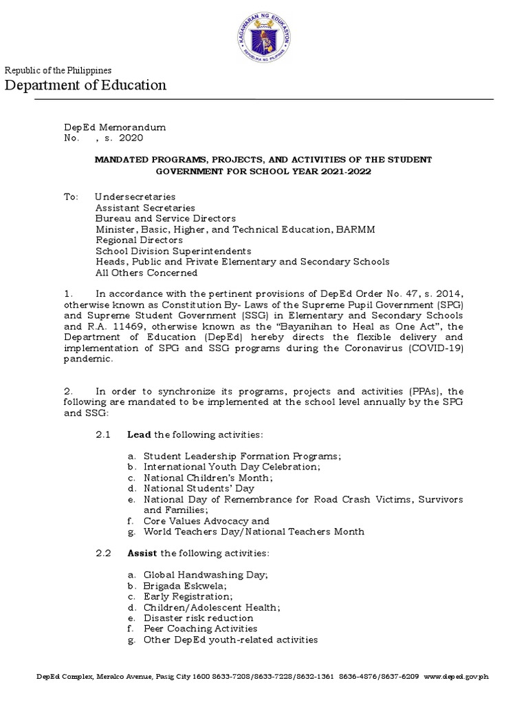Final Deped Memo 15 12 2020 | PDF | Public Sphere | Government