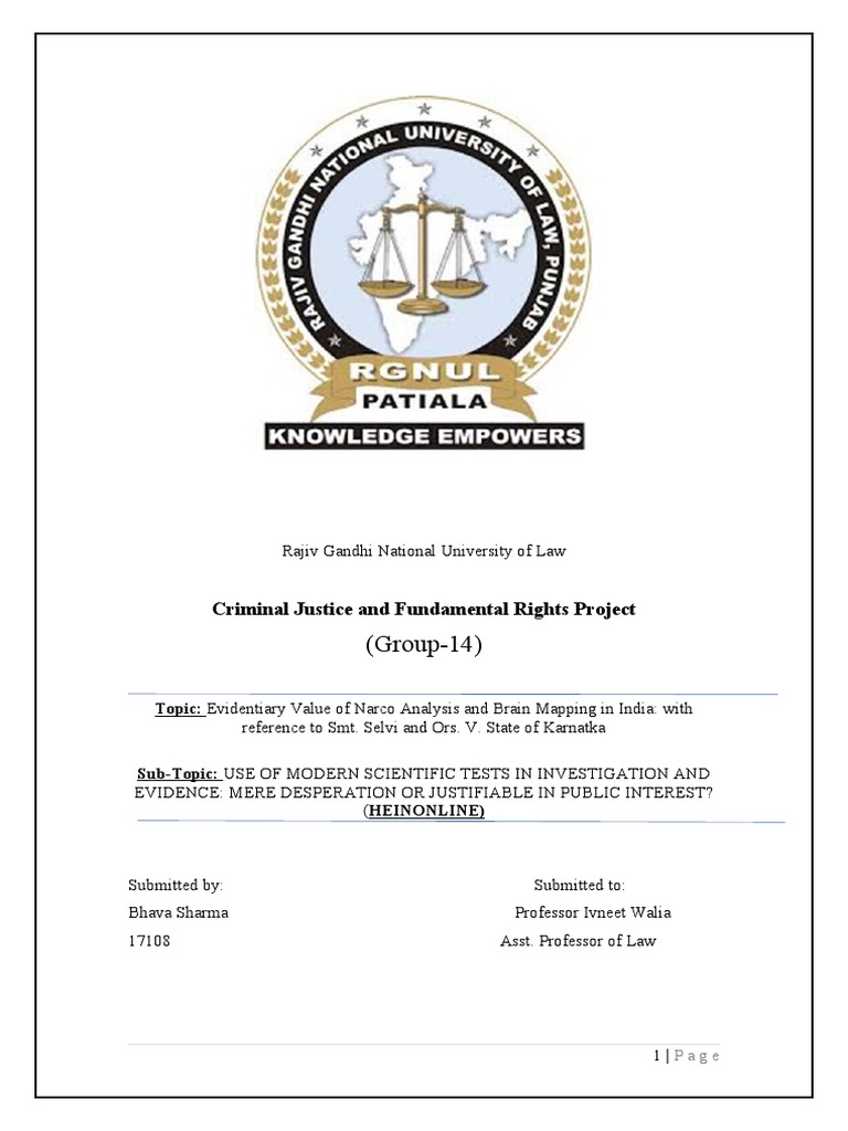 (Group-14) : Criminal Justice and Fundamental Rights Project | PDF ...