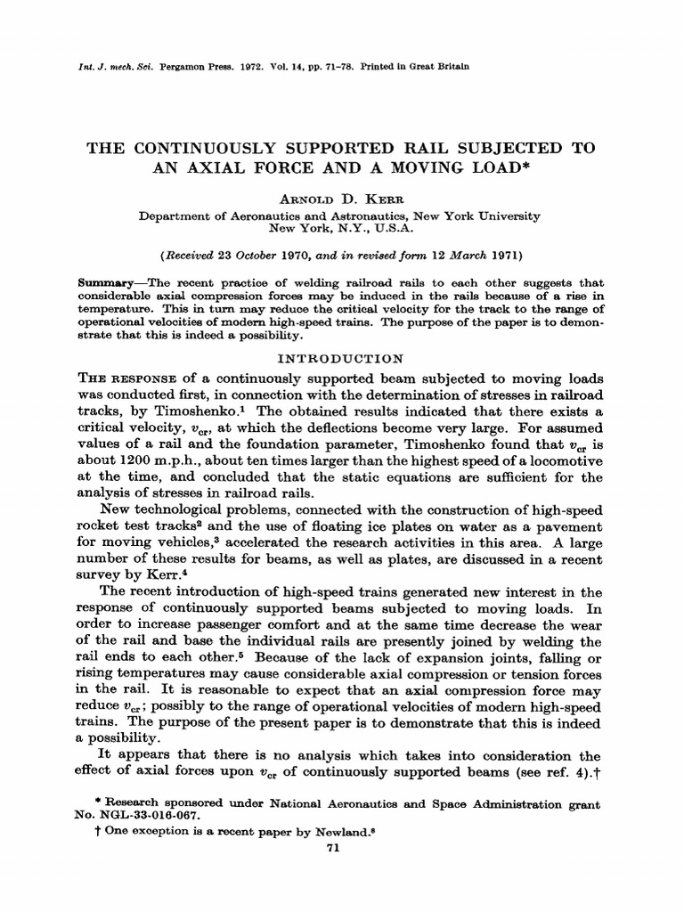 Axial Forces in Continuously Supported Rails | PDF | Waves | Rail Transport
