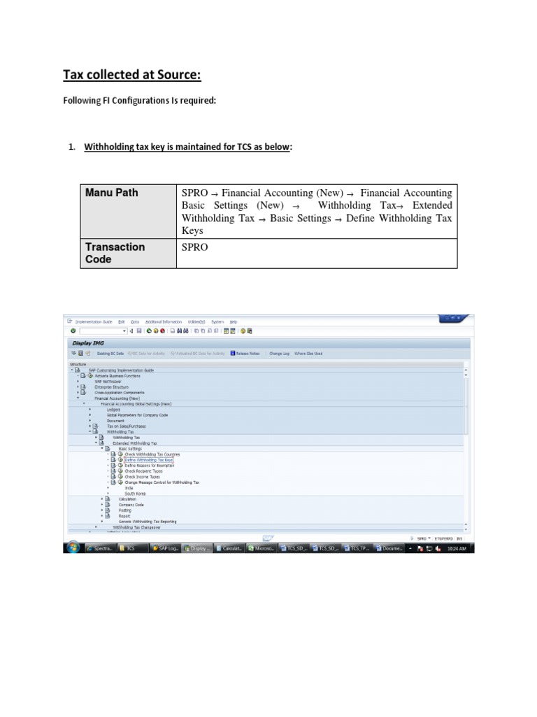 TCS Configuration Reference Document | PDF | Withholding Tax | Accounting
