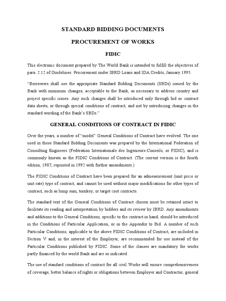 Standard Bidding Documents | PDF | World Bank | Procurement