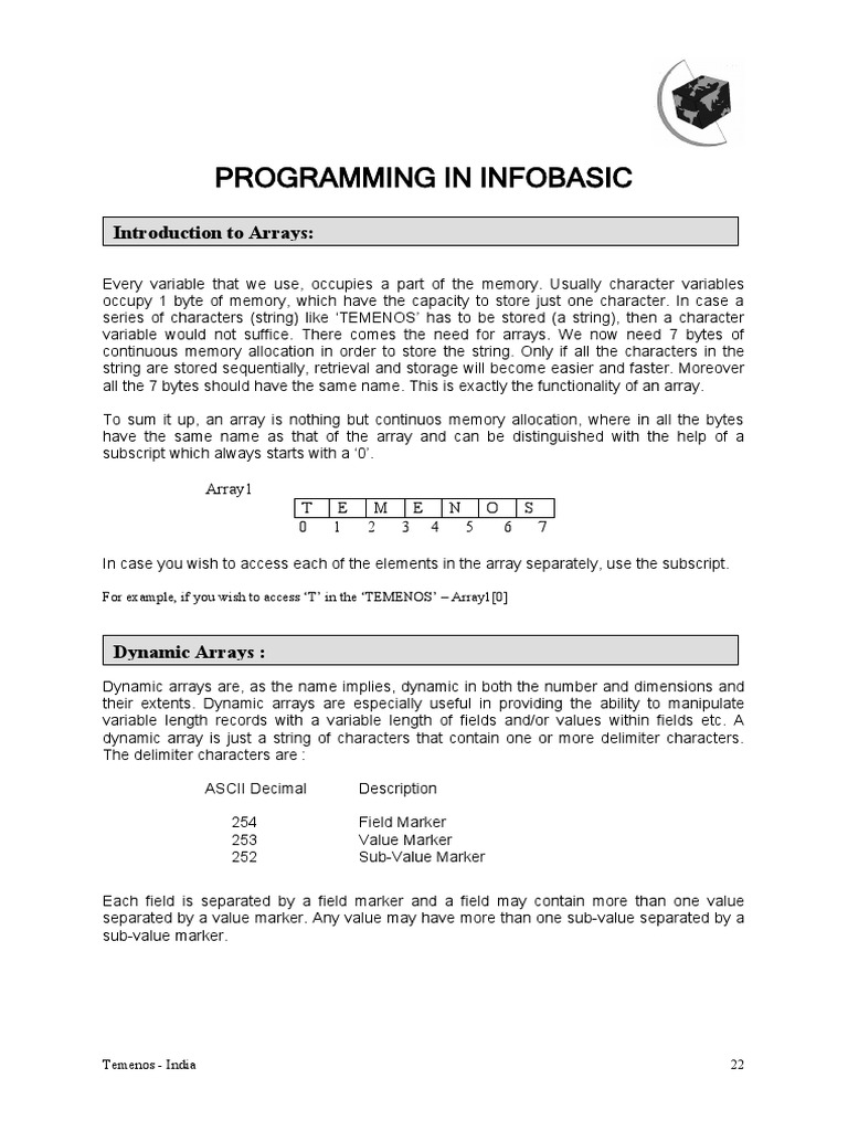 Programming in Infobasic | PDF | Array Data Structure | Control Flow