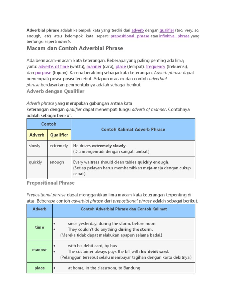 Memahami Adverbial Phrase dan Clause | PDF