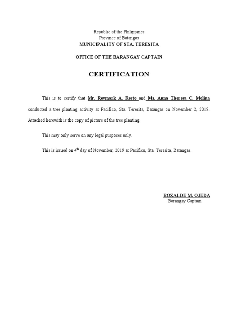 Tree Planting Cert | PDF