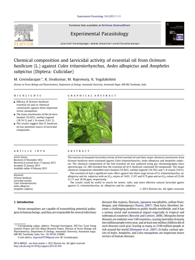 Chemical Composition and Larvicidal Acti PDF | PDF | Gas Chromatography | Plant Diseases