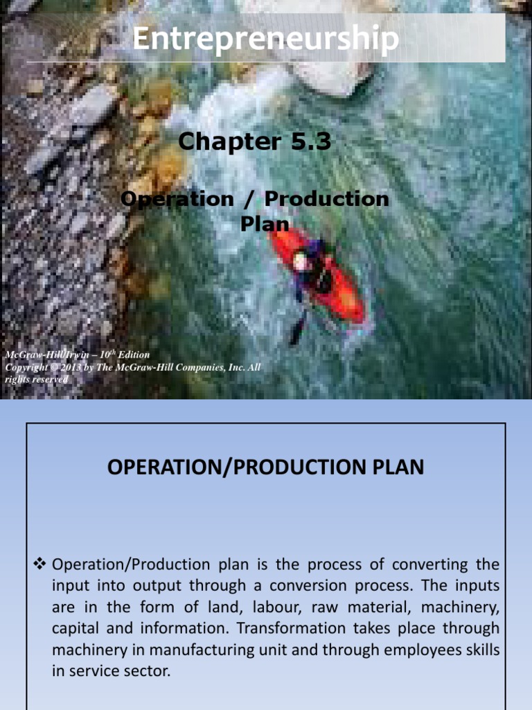 Entrepreneurship: Operation / Production Plan | PDF | Inventory | Business
