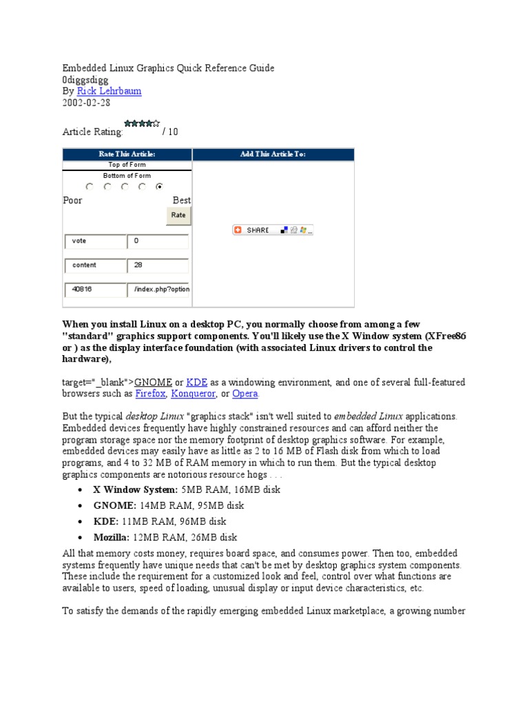 Embedded Linux Graphics Quick Reference Guide | PDF | Linux | Embedded ...