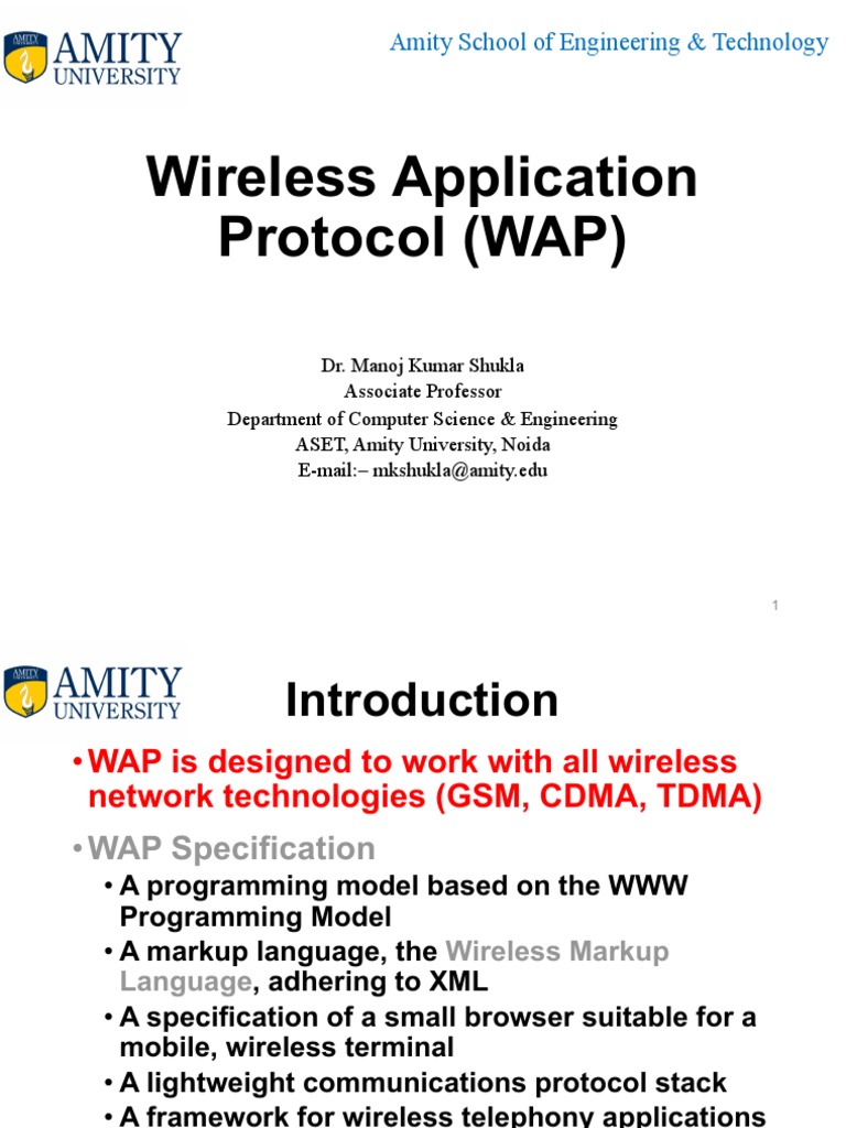 Wireless Application Protocol (WAP) : Amity School of Engineering & Technology | PDF | Transport ...