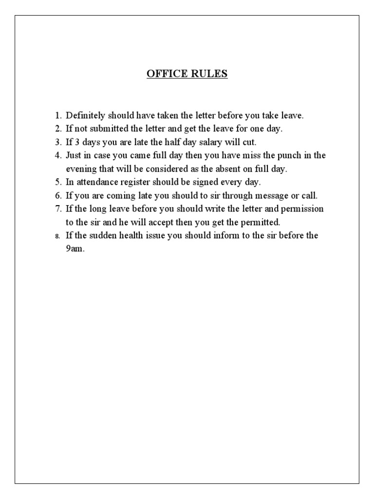 Office Rules | PDF