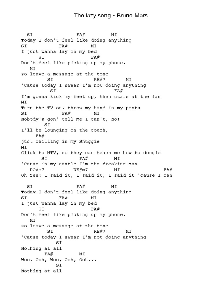 Lazy Song Chords Guitar