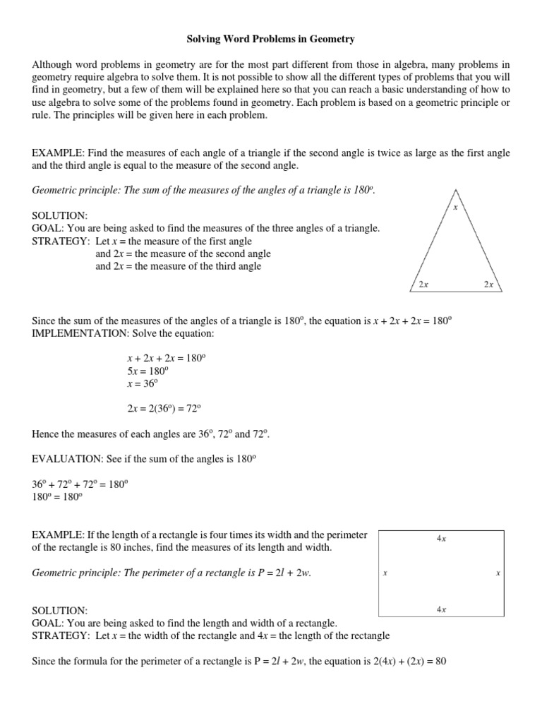 Solving Word Problems in Geometry PDF | PDF | Area | Length