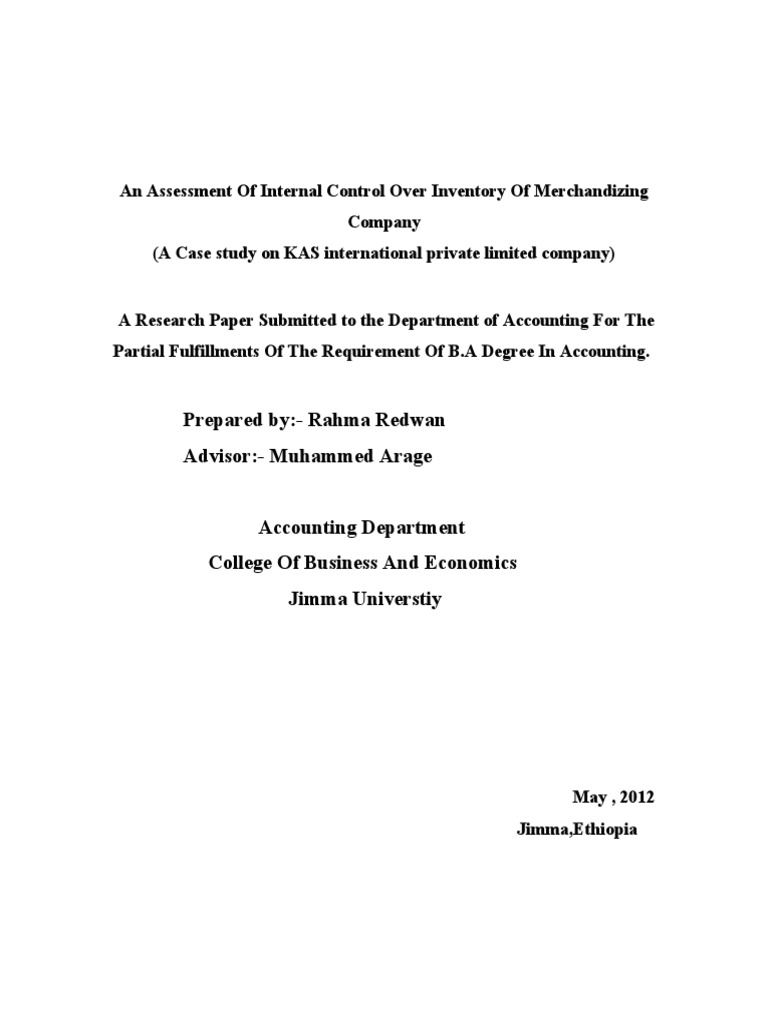 An Assessment of Internal Control Over Inventory of Merchandizing ...