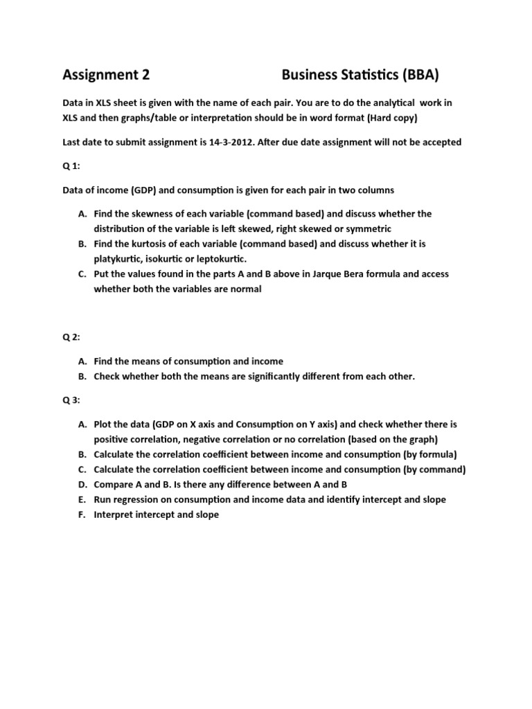 BBA Business Statistics Assignment | PDF | Teaching Methods & Materials