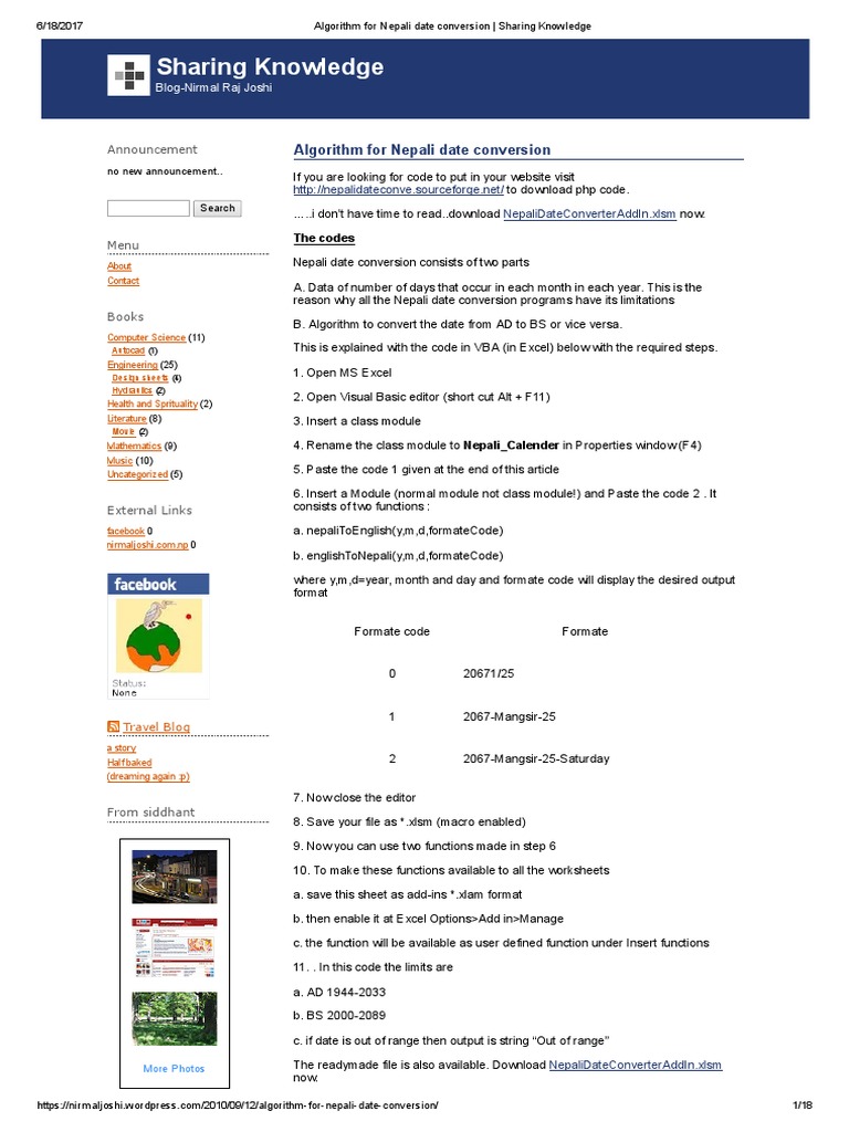 Algorithm For Nepali Date Conversion - Sharing Knowledge | PDF ...