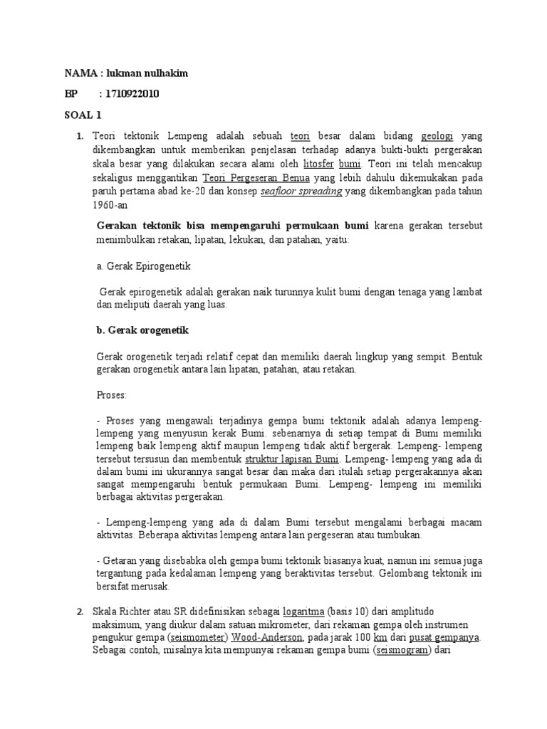 Lukman Nulhakim Uts Rek Gempa 1 | PDF