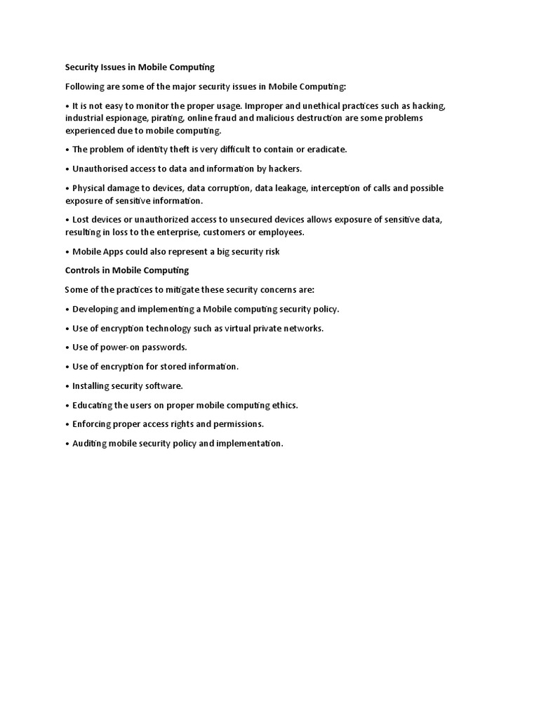 Security Issues in Mobile Computing | PDF