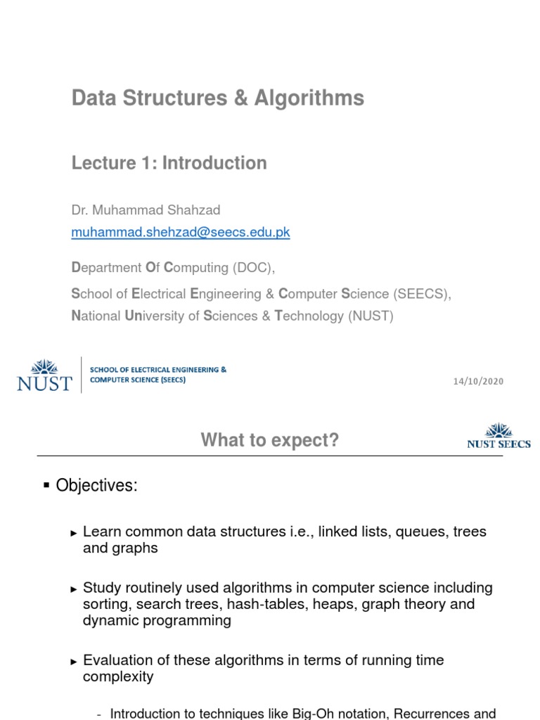 Lecture 1 Introduction PDF | PDF | Data Type | Algorithms