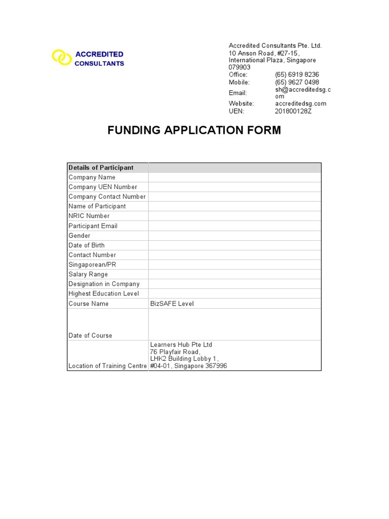 Funding Application Form: Details of Participant | PDF