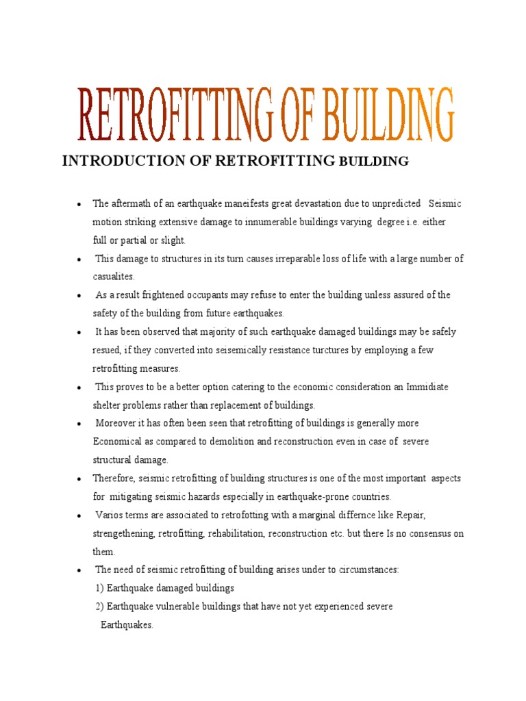 Retrofitting of Building | PDF | Framing (Construction) | Masonry