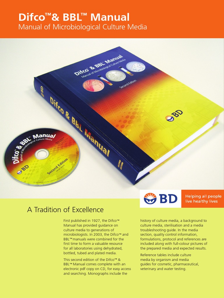 Difco & BBL Manual: Manual of Microbiological Culture Media | PDF | Growth Medium | Microbiology