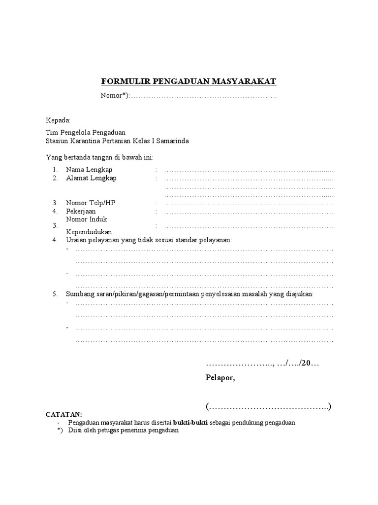 Form Pengaduan Masyarakat | PDF