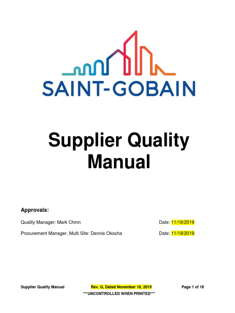 Supplier Quality Manual: Approvals | PDF | Specification (Technical ...