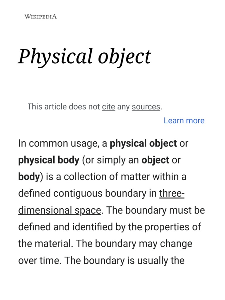 Physical Object - Wikipedia | PDF | Science | Metaphysics