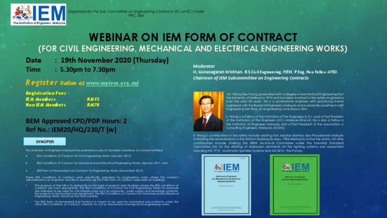 IEM Form of Contract (For Civil Engineering, Mechanical and Electrical Engineering Works) | PDF ...