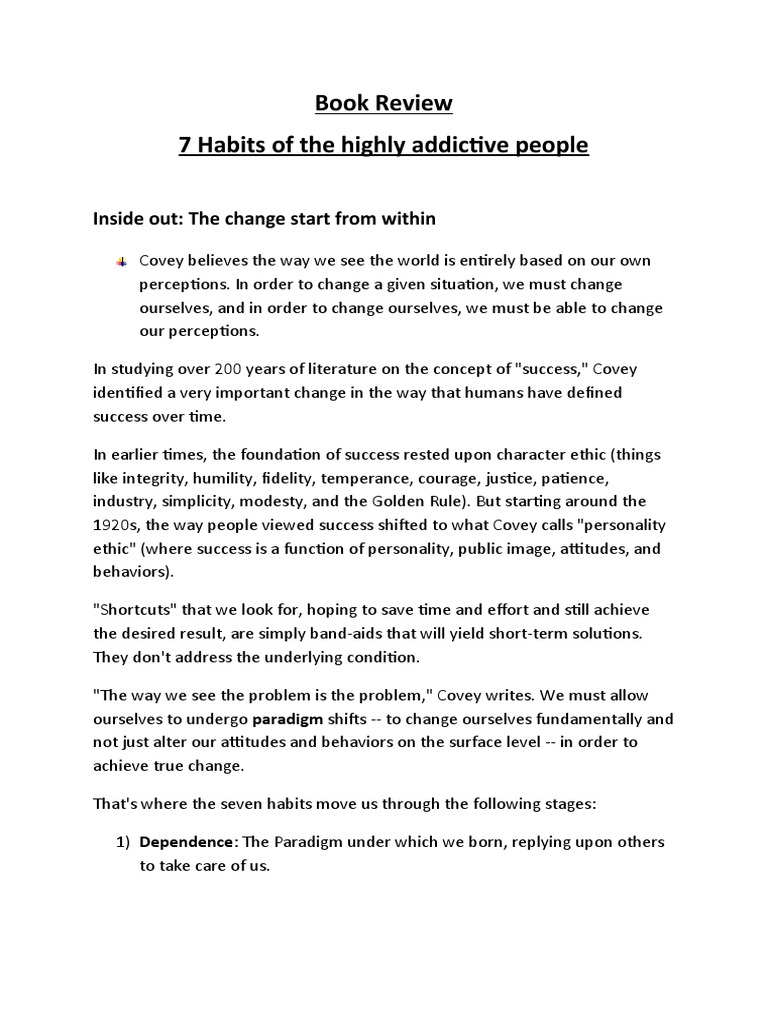 Summary of 7 Habits of Highly Effective People | PDF | Psychological ...