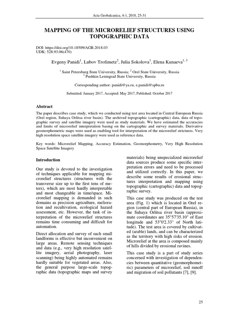 Mapping of The Microrelief Structures Using Topographic Data | PDF ...