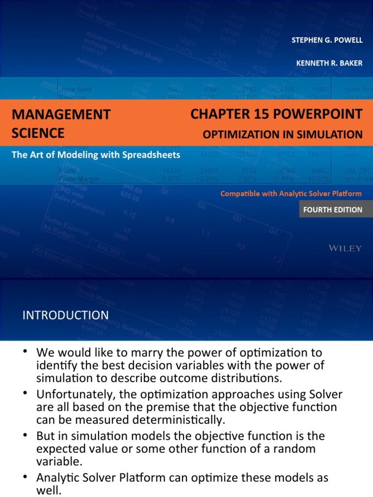 Management Science Chapter 15 Powerpoint: Optimization in Simulation | Download Free PDF ...