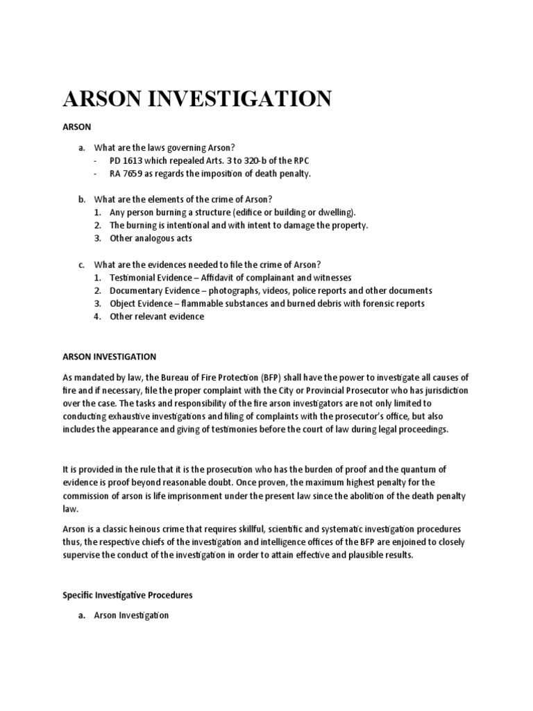 A Comprehensive Guide to Arson Investigation: Elements, Procedures ...