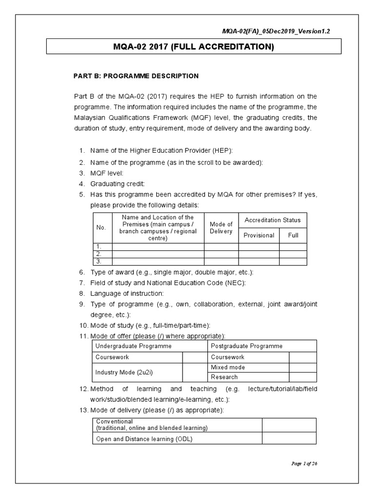 MQA Template | PDF | Educational Assessment | Leadership