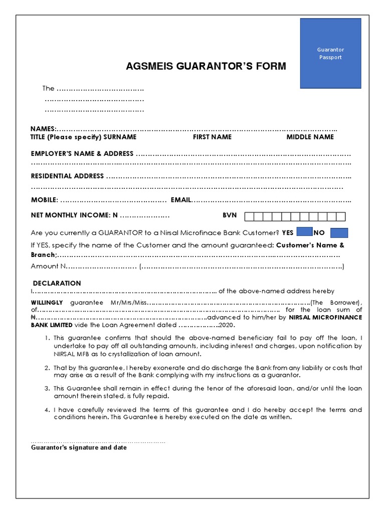 NMFB Agsmeis Guarantors Form | PDF