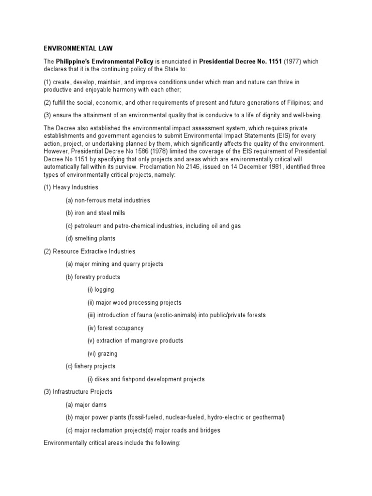 PD 1151 Explained | PDF | Environmental Impact Assessment | Resource