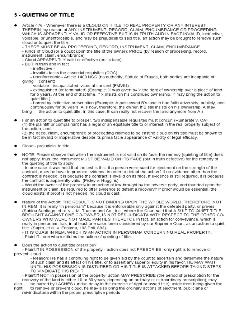 Elements of Quieting Title in Philippines | PDF | Judgment (Law ...