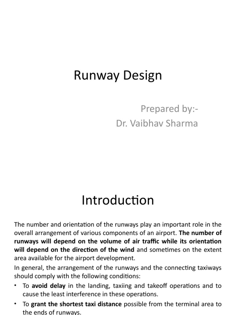 Runway Design: Prepared By:-Dr. Vaibhav Sharma | PDF | Runway | Takeoff