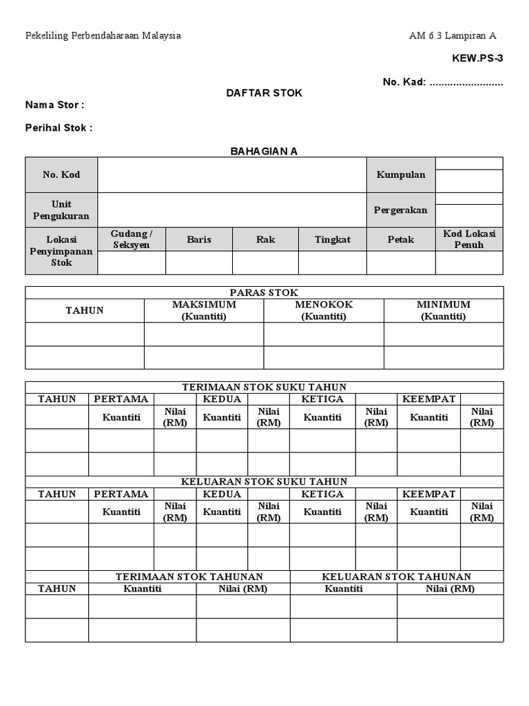 KEW - PS-3 BAHAGIAN A & B (AM 6.3 LAMPIRAN A) I | PDF