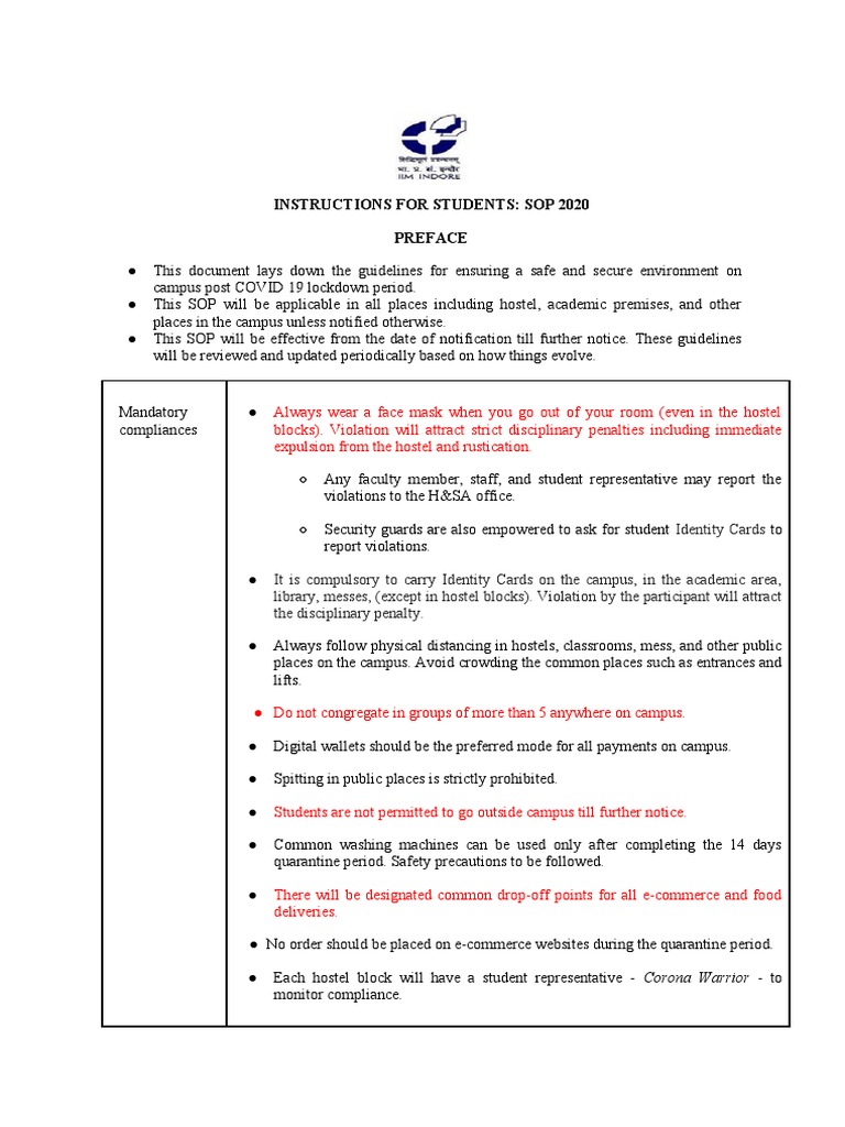 Instructions For Students: Sop 2020 Preface: Identity Cards | PDF ...