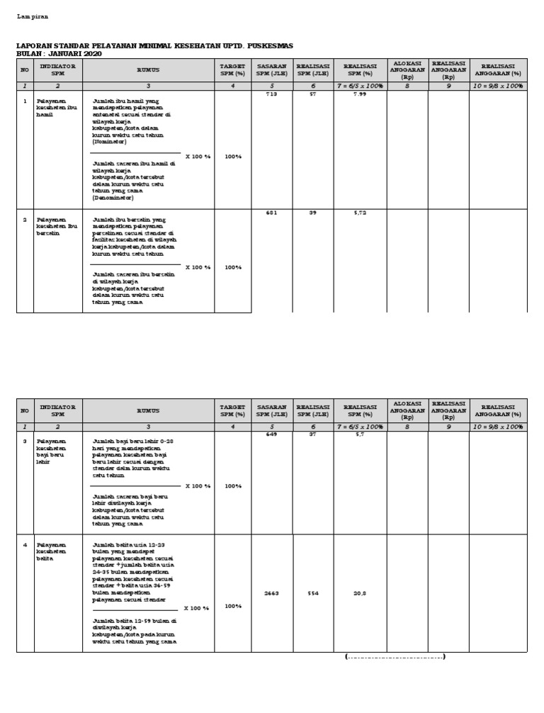 02 Format SPM Puskesmas 2020 | PDF